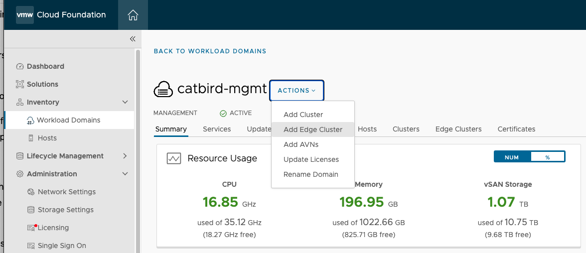 Deploy a NSX Edge Cluster in a consolidated VMware Cloud Foundation, VCF – Catbird IT Consulting ...